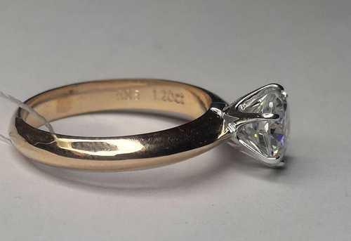 Золотое кольцо с муассанитом 7мм