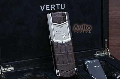 Vertu Signature S Design Steel Brown Crocodile