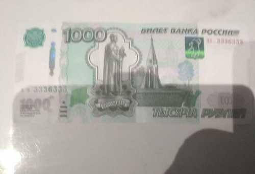Банкнота 1000 красивый номер