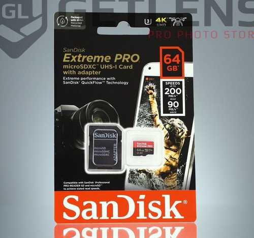 Карта памяти SanDisk MicroSD 64GB Extreme Pro V30