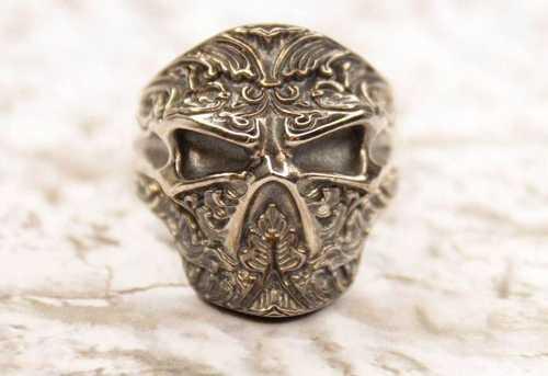 Серебряная печатка череп маска 925 кольцо