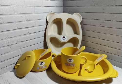 Детская посуда для кормления ребенка - желтая