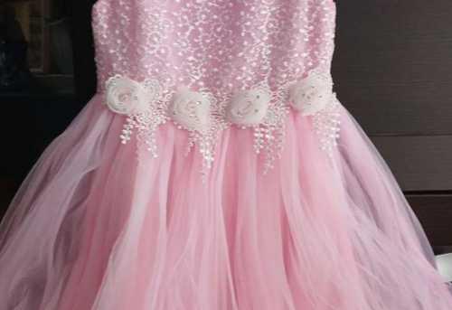 Нарядное розовое платье для девочки 80 86