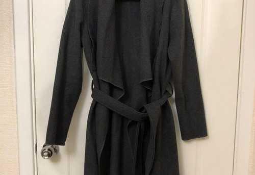 Кардиган пальто женский серый 42-44 с поясом