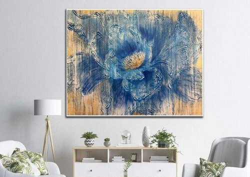 Картина маслом синий цветок
