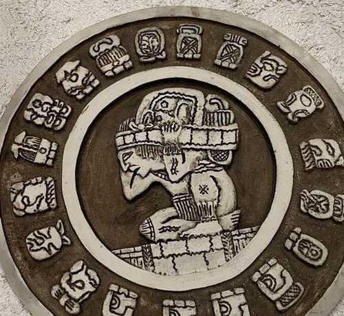 Тарелка календарь Майя Мексике керамика гипс