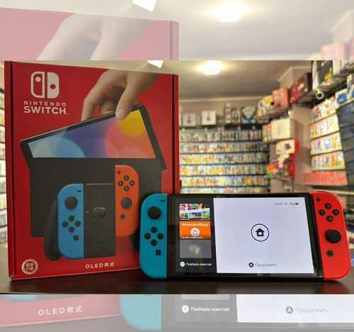 Nintendo Switch oled Nenon Red/Neon Blue (Б/У)