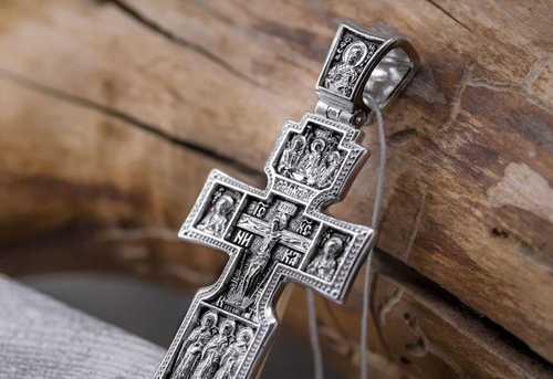 Крест серебряный. распятие христово. апостолы петр