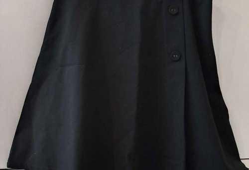 Черная школьная юбка с лямками для девочки 158