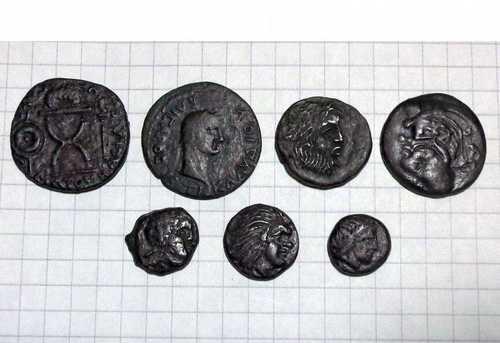 Набор, 7 античных монет: Боспор(6) +Македонский(1)