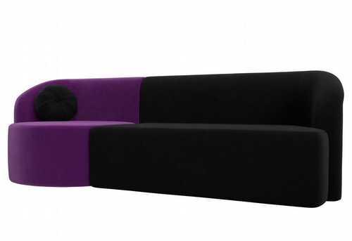 Прямой диван Лига-027 угол левый Черный Фиолетовый