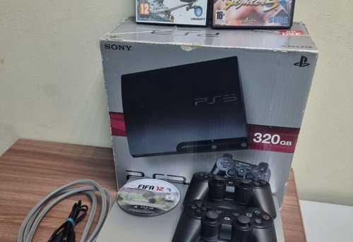 Sony PS3 250gb+2 геймпада+3 диска + 12 игр+Пломба