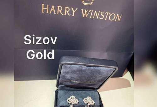 Золотые серьги Harry Winston 3.31 ct 15.01 гр