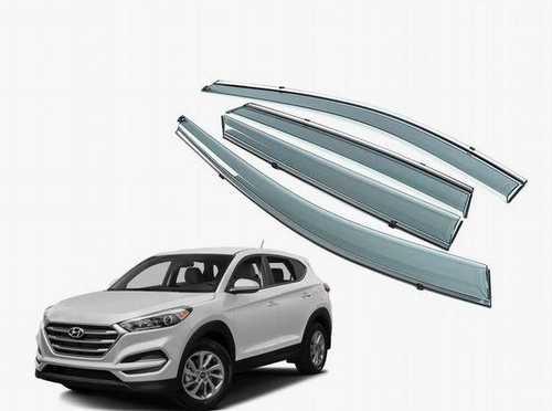 Дефлекторы окон Hyundai Tucson 2015-2020 хром