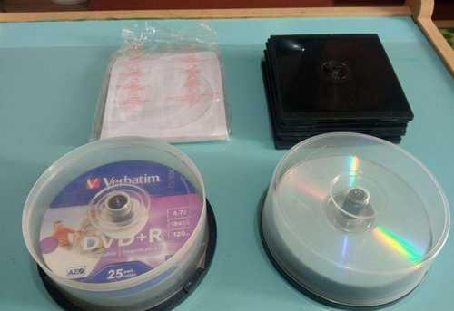 Комплект новых дисков DVD+R и чехлы к ним