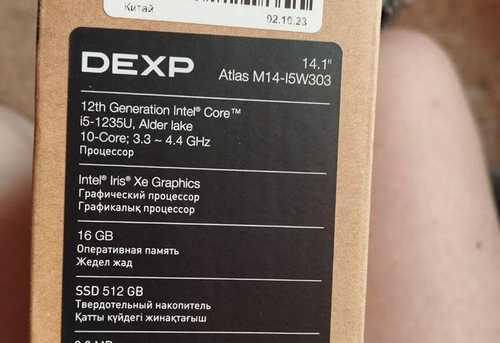 Ноутбук 14.1" DEXP Atlas, 512 ГБ, Core i5-1235U, RAM 16 ГБ, Intel Iris Xe Graphics