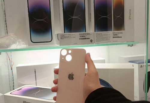 Заднее стекло на iPhone 13 mini (розовый) Big Hole