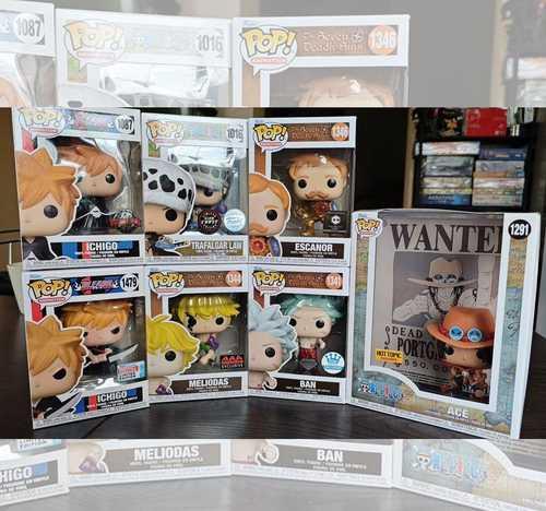 Funko pop bleach, one piece, the seven deadly sins