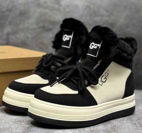 Угги Ugg зимние черно-бежевые