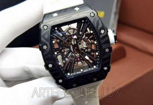 Часы Richard Mille Skeleton на белом ремешке