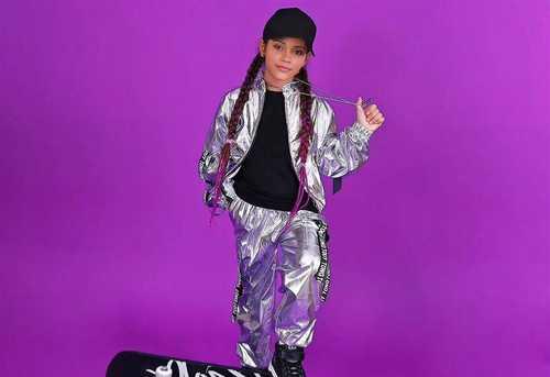 Детский серебристый костюм для хип-хоп танцев
