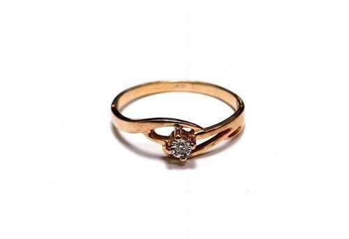 Кольцо золотое с бриллиантом 18,5 р (Долгополова)
