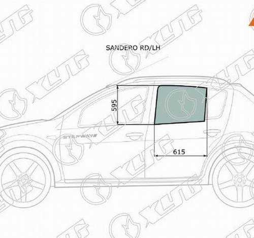 Стекло боковое опускное renault sandero stepway