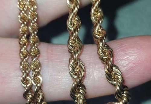 Золотая цепь колье верёвка
