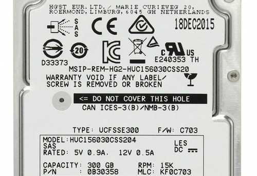 Жесткий диск hgst 300Gb HUC156030CSS204 SAS 2.5