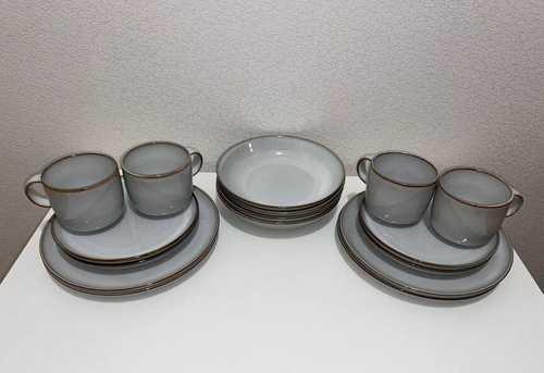 Набор керамической посуды Икеа Серый 16 Предметов