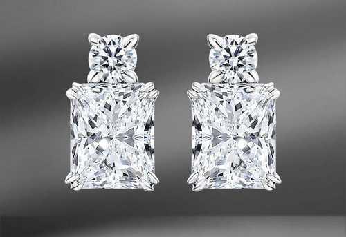 Золотые пусеты с бриллиантами 1.95 Ct GIA