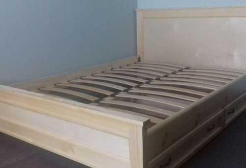 Кровать Классика без рисунка с ящиками деревянная
