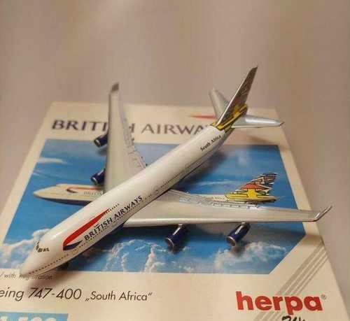 Модель самолета British Airways B 747 Herpa 1/500