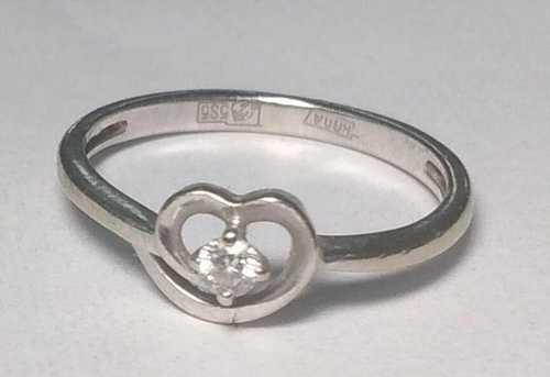 Кольцо из белого золота с 1м бриллиантом, 585 проб