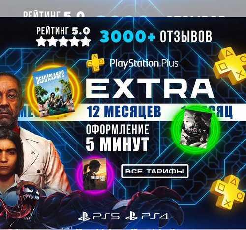 Подписка Ps Plus Extra 12 месяцев