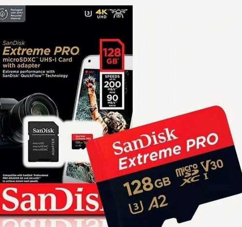 Карта памяти SanDisk microsdxc 128 гб   адаптер