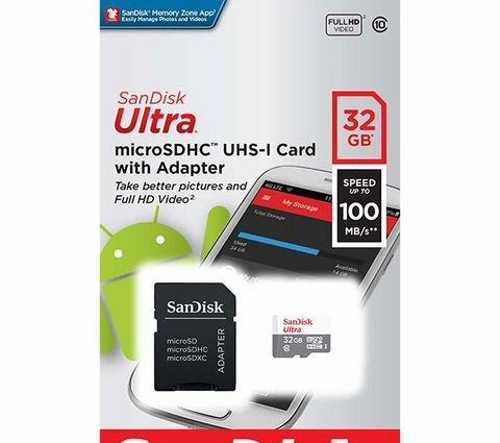 Карта памяти MicroSD SanDisk Ultra 32GB UHS-I + ад