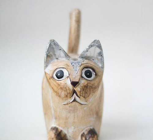 Деревянная кошка статуэтка фигурка