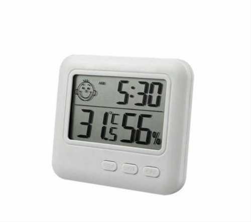 Термогигрометр с часами, будильником и смайликом