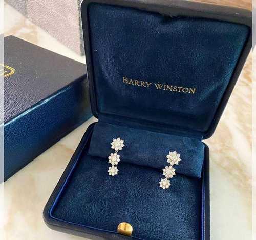 Золотые серьги Harry Winston 9 гр 3.2 ct