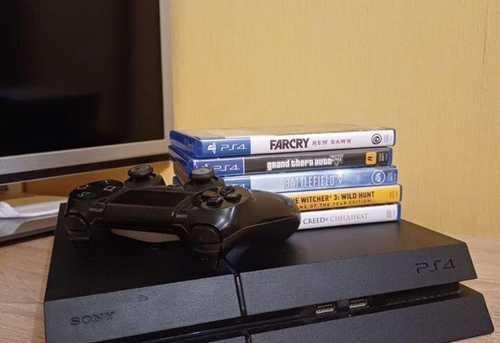 Sony Playstation 4 1тб + 5 игр
