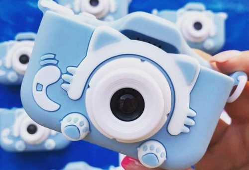 Детский фотоаппарат котик голубой