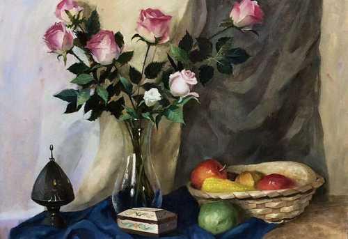 Картина маслом натюрморт с розами
