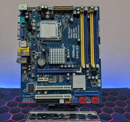 Мат. плата ASRock G41C-GS/mATX/LGA775/DDR3/DDR2