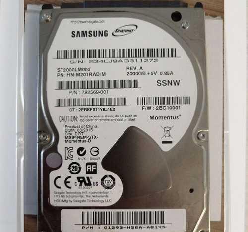 Жесткий диск HDD 2 тб 2.5