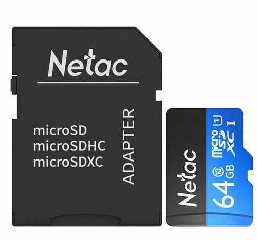 Карта памяти Netac microsdp500 Standard Class 10 UHS-I (90 Mb/s)   SD адаптер, 64GB