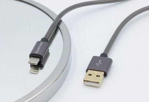 Кабель Qumann 2в1 Lightning и microUSB 1м 2,4А мет