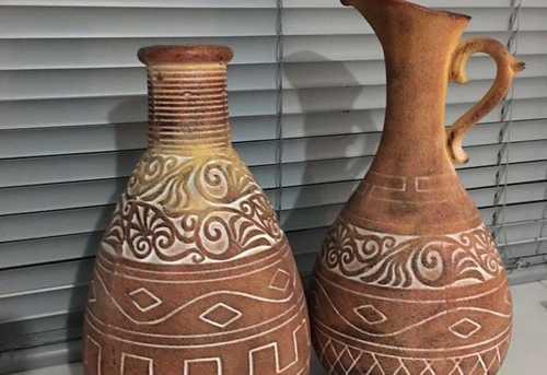 Кувшин и ваза глинянные