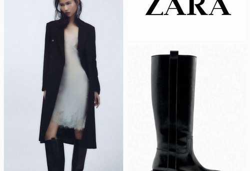 Zara 2023. Сапоги кожаные трубы. Новые.37/38/41