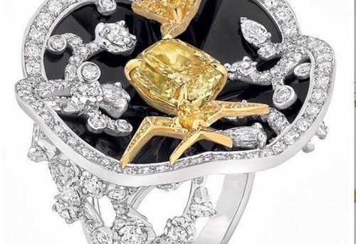 Золотое кольцо с бриллиантами, эмаль